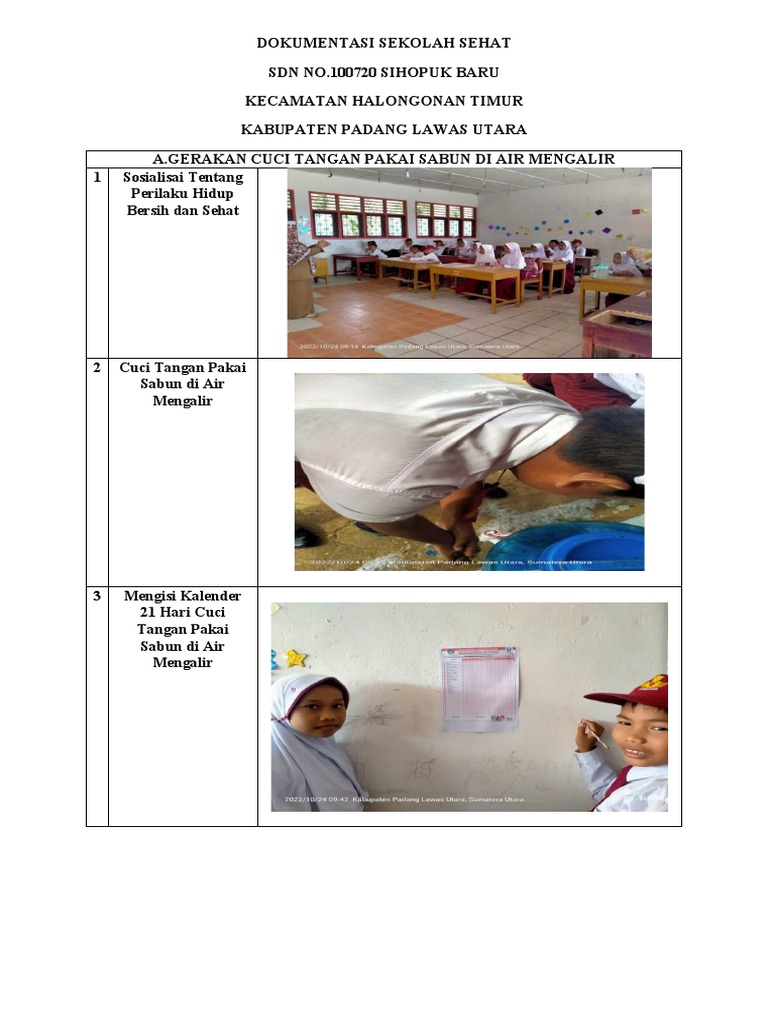 DOKUMENTASI SEKOLAH SEHAT SDN 100720 Sihopuk Baru | PDF