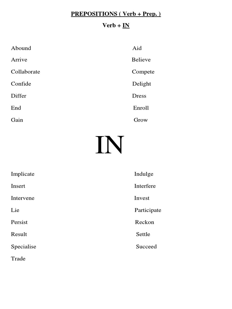 Prepositions (Verb + Prep.) | PDF