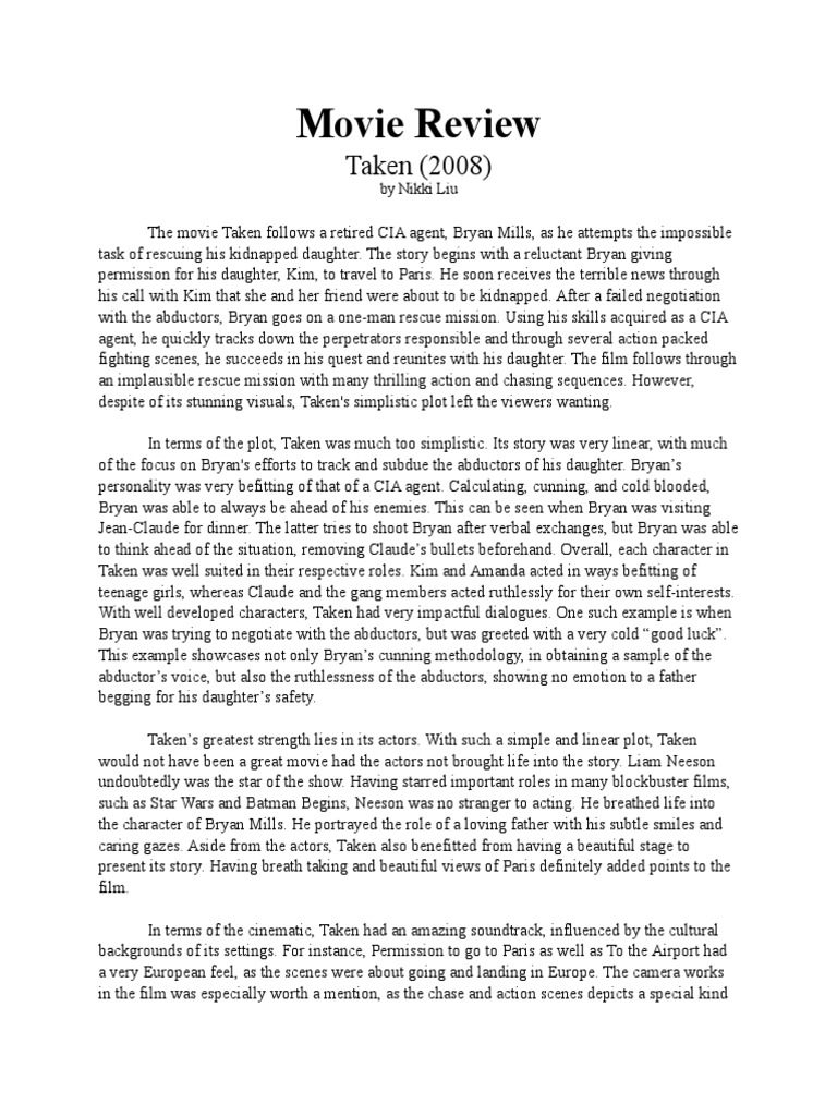 Movie Review Taken 2008 | PDF