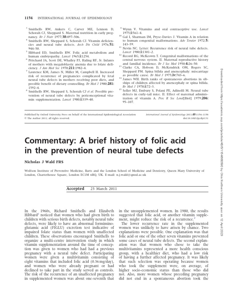 Folic Acid's Role in Preventing Neural Tube Defects | PDF | Vitamin ...
