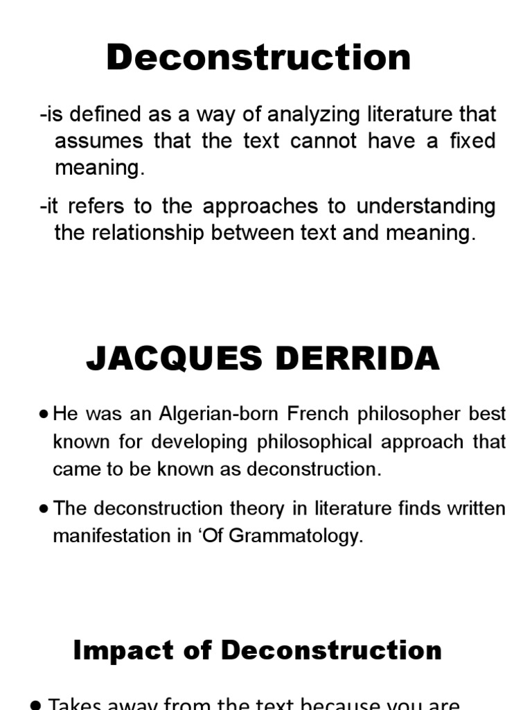Deconstruction | PDF | Deconstruction | Philosophical Movements