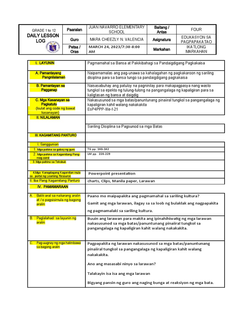 Lessonplan EPP4 | PDF Lessonplan EPP4 | PDF