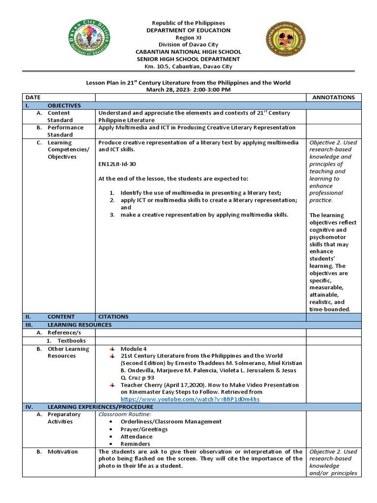 21st Century Literature Lesson Plan | PDF | Educational Technology ...