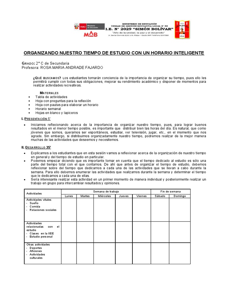 Sesion 8 de Tutoria 2C | PDF