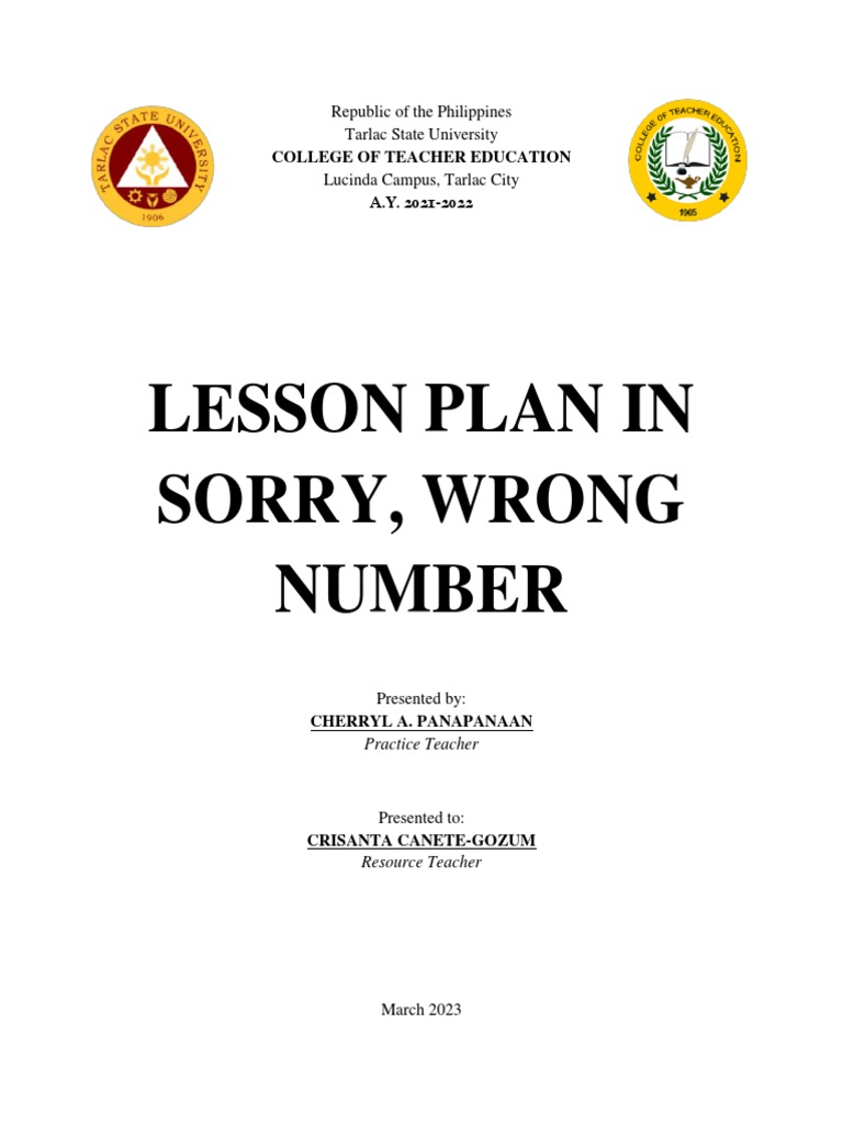 Lesson Plan: Sorry, Wrong Number | PDF | General Fiction