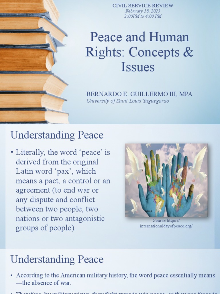 Peace and Human Rights: Concepts & Issues: Bernardo E. Guillermo Iii ...
