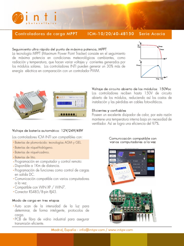 Controladores MPPT ICM Acacia 12V-48V | PDF | Ingenieria Eléctrica ...