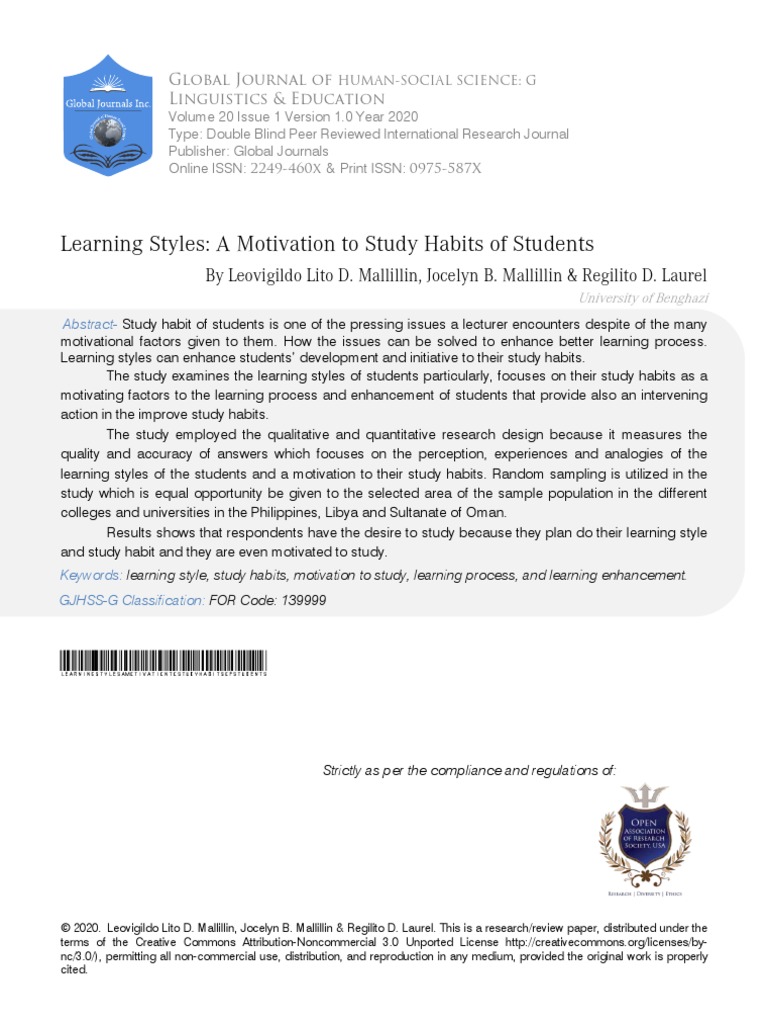 Learning Styles A Motivation To Study Ha | PDF | Learning Styles | Learning