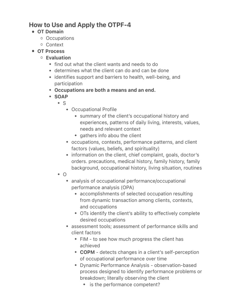 How To Use and Apply The OTPF-4 | PDF | Evaluation | Psychological Concepts