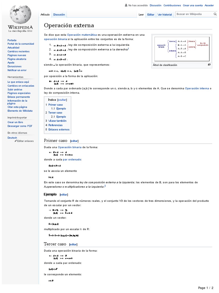 Operación Externa | PDF | Vector Euclidiano | Escalar (Matemáticas)