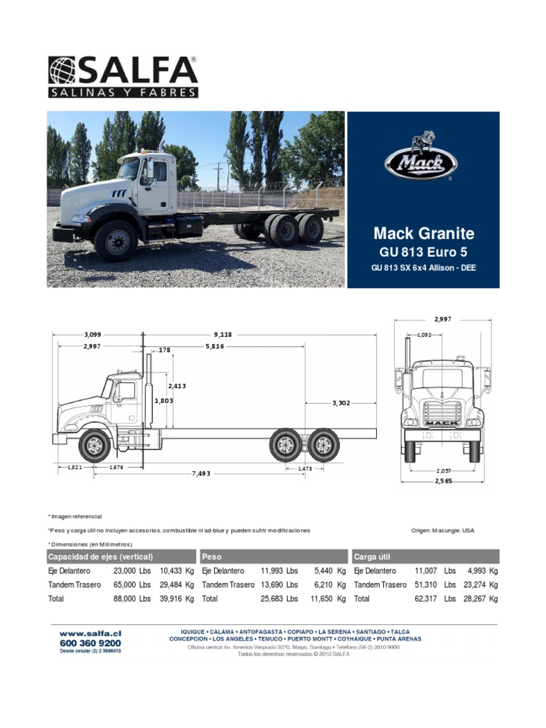 Ficha Técnica Camión Mack GU 813 | PDF | Eje | Vehículos