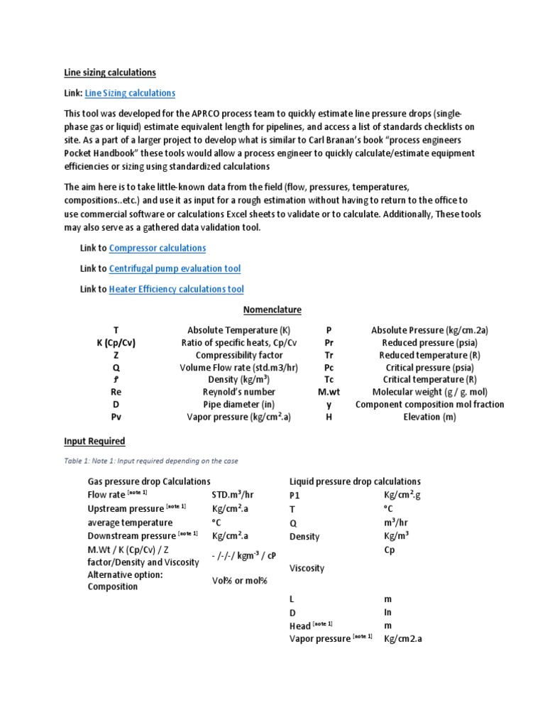 Line Pressure Drop Calculation Tools | PDF | Fluid Dynamics | Reynolds ...
