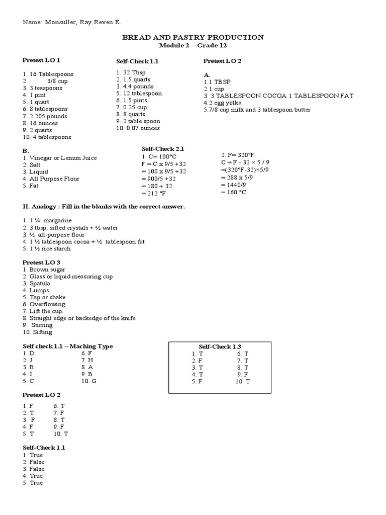 BPP Answer | PDF | Tablespoon | Teaspoon