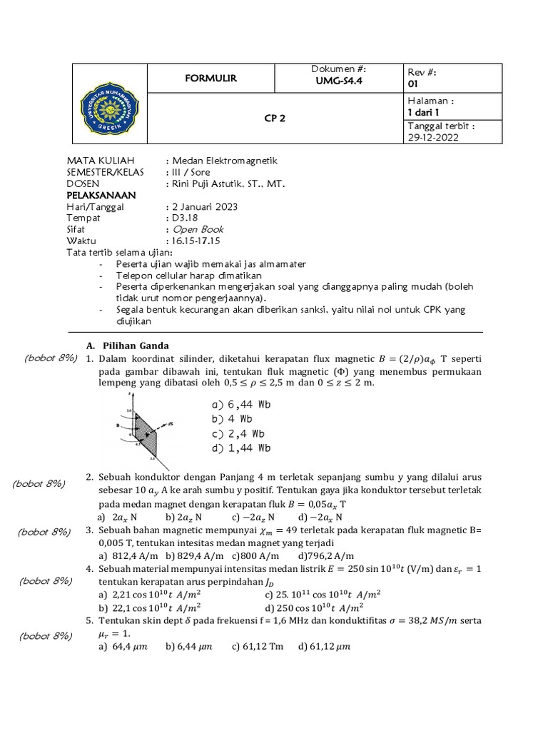 CP2 Medan-Ganjil 2022-Kelas Sore | PDF | Sains & Matematika