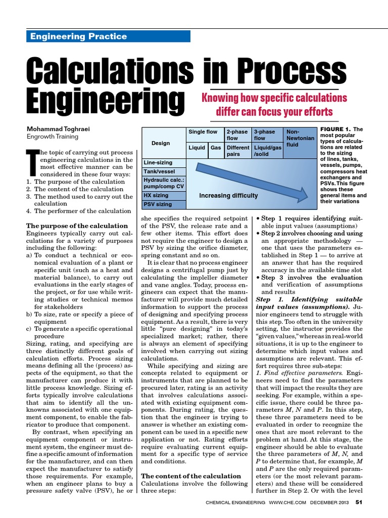 Calculations in Process Engineering | PDF | Spreadsheet | Valve