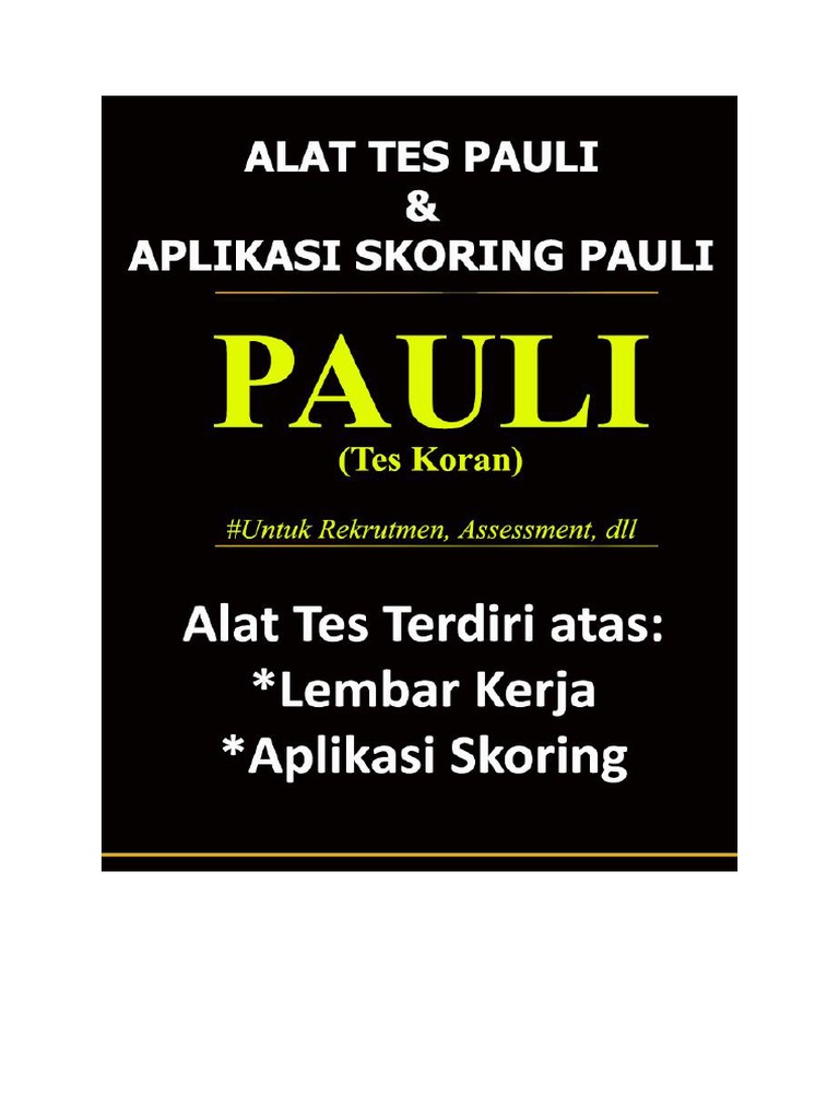 Tes PAULI Dan Software Skoring PAULI | PDF