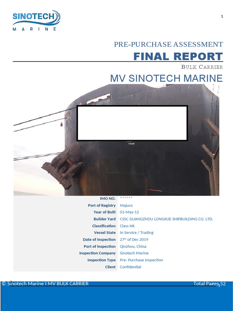 Final Report Bulk Carrier Sample | PDF | Ships | Marine Propulsion