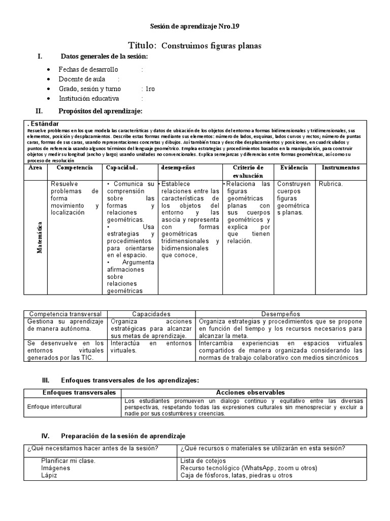 19-Sesion 1RO SEM. 03-EXP-4-2022 | PDF | Geometría | Aprendizaje