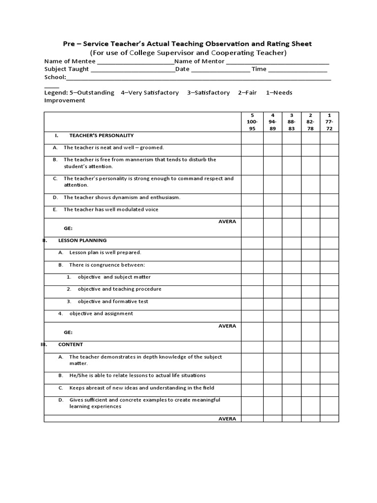 Demo Rating Sheet | PDF