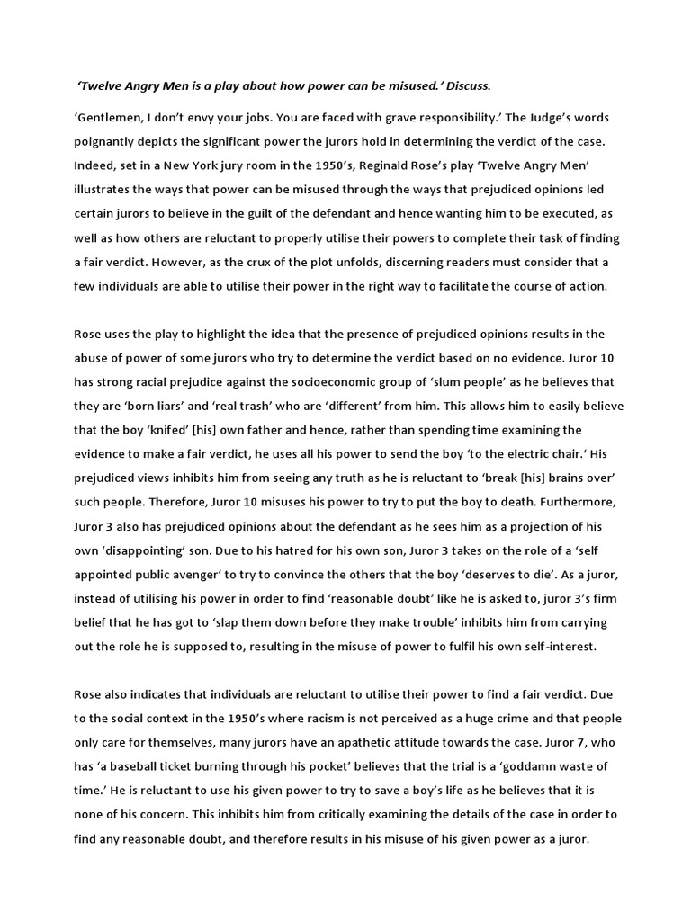 Sample Essay | PDF | Verdict | Prejudices