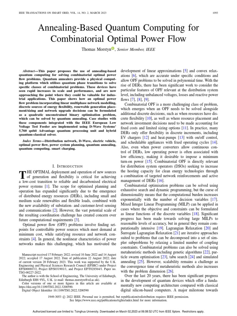 Annealing-Based Quantum Computing For Combinatorial Optimal Power Flow | PDF | Quantum Computing ...