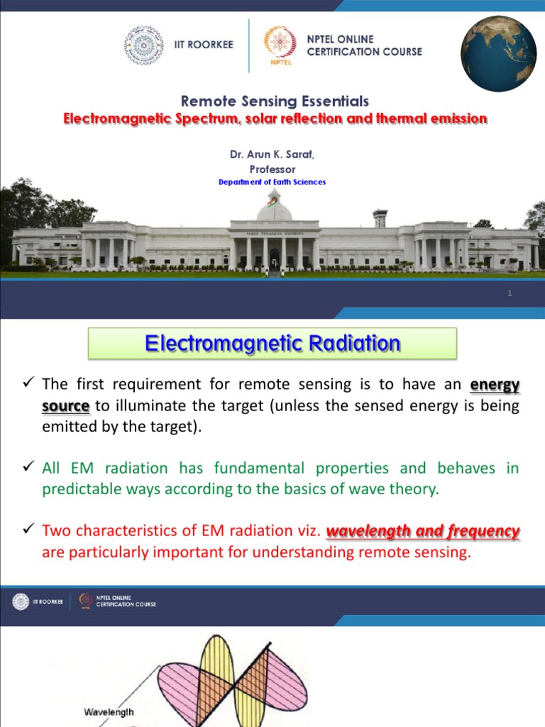 Remote Sensing Essentials: Electromagnetic Spectrum, Solar Reflection and Thermal Emission | PDF ...