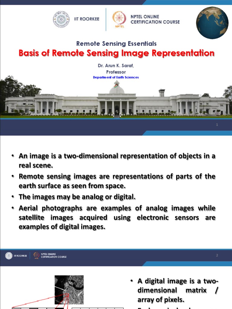 Week-2 Module-2 Basis of Remote Sensing Image Representation | Download Free PDF | Infrared | Pixel