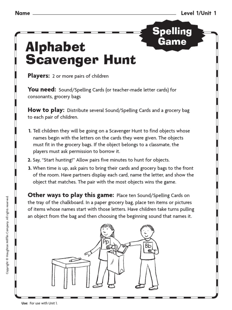 Alphabet Scavenger Hunt: Spelling Game | PDF | Language Arts & Discipline
