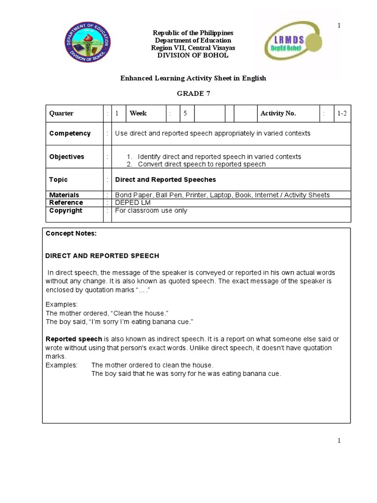 ENHANCED ENGLISH7 - Q1 - LAS - Wk5 | PDF | Subject (Grammar) | Verb ENHANCED ENGLISH7 - Q1 - LAS - Wk5 | PDF | Subject (Grammar) | Verb