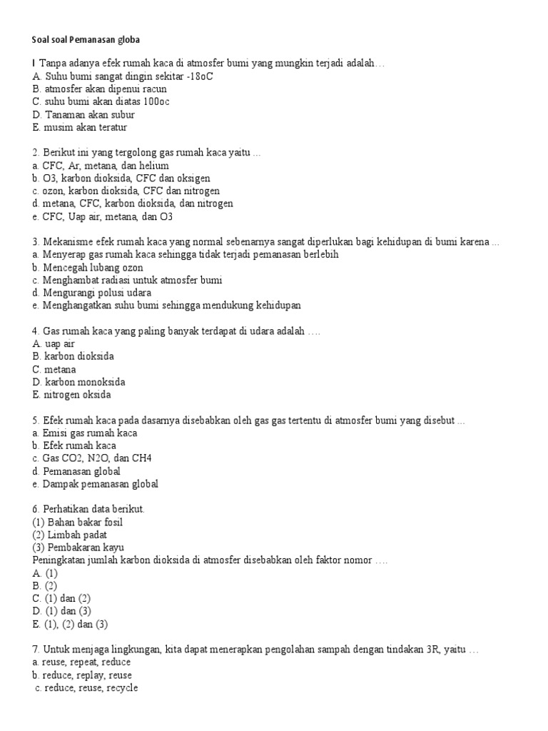 Soal Soal Pemanasan Globa | PDF