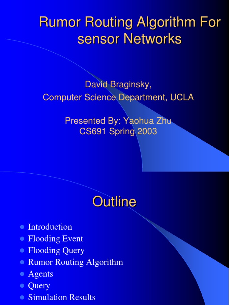 Rumor Routing Algorithm For Sensor Networks | Download Free PDF ...