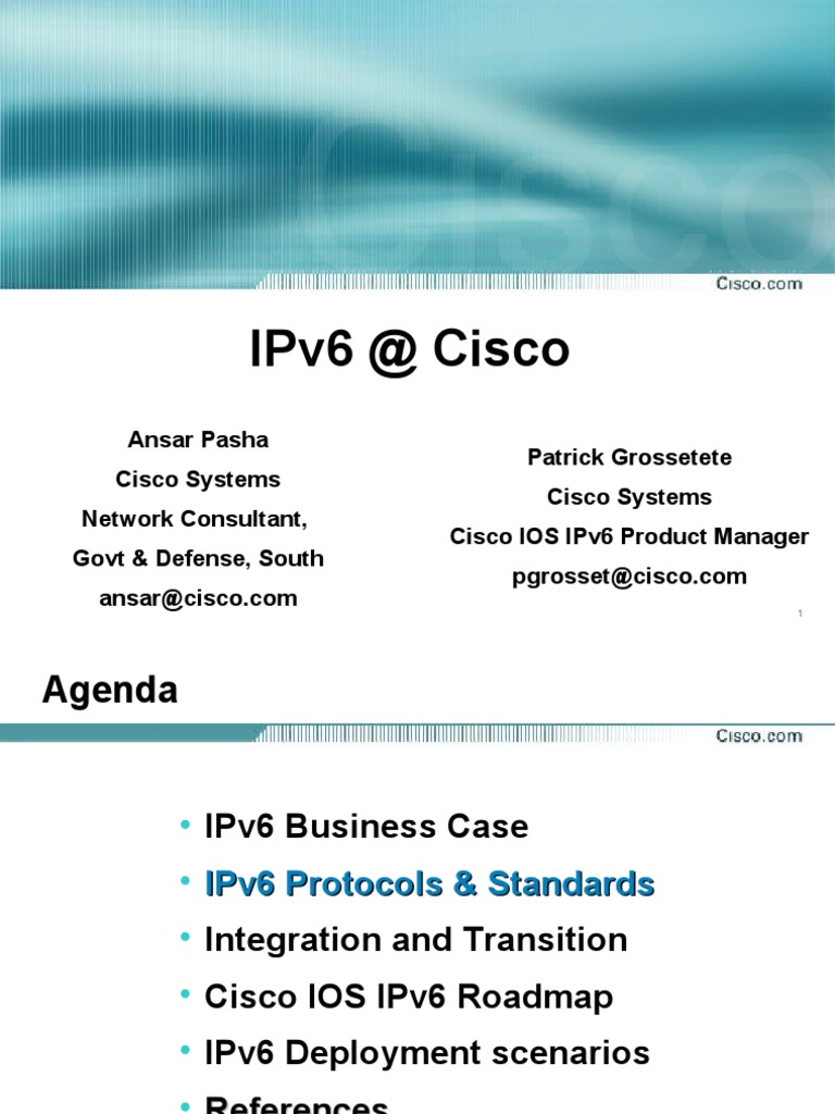 Cisco Presentation2 | PDF | I Pv6 | Ip Address