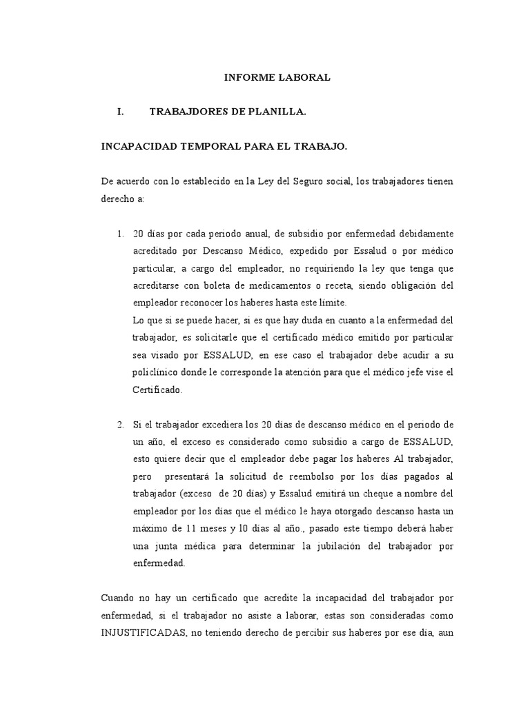 INFORME LABORAL Modelo | PDF