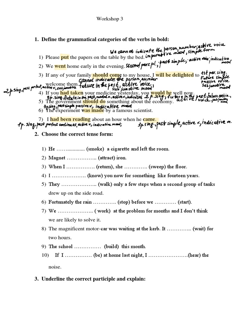 Define The Grammatical Categories of The Verbs in Bold | PDF | Linguistic Morphology | Syntax