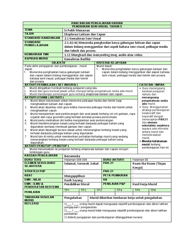 RPH Minggu 2 PSV THN 5 2023 by Cikgu Gorgeous | PDF