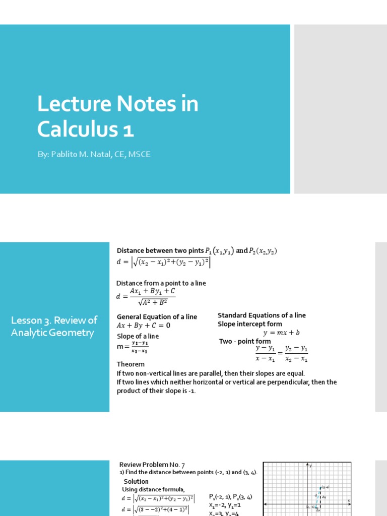 Calculus 1: Analytic Geometry Review | PDF | Line (Geometry) | Equations