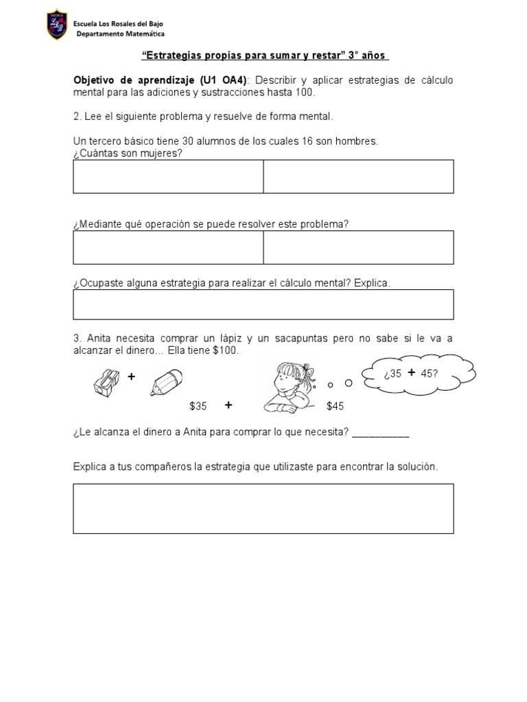 3° Estrategias Propias para Sumar y Restar | PDF