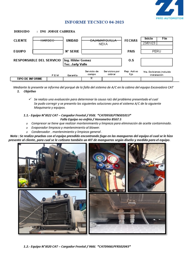 Informe Tecnico z1 - Sistema Ac Harsco - 24-01-2023 | PDF