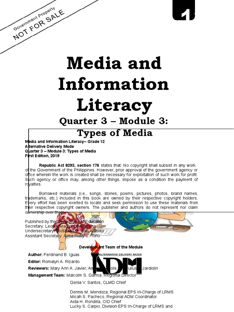 Media and Information Literacy: Quarter 3 - Module 3: Types of Media ...