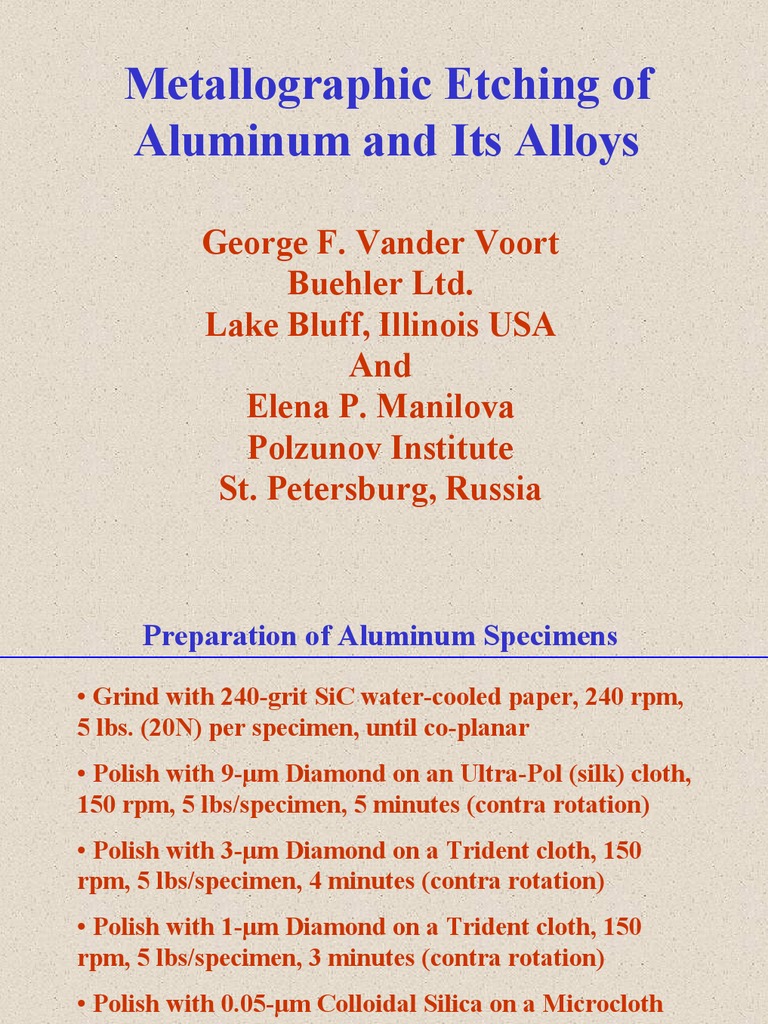 Etching Techniques for Aluminum Alloys | PDF | Welding | Construction