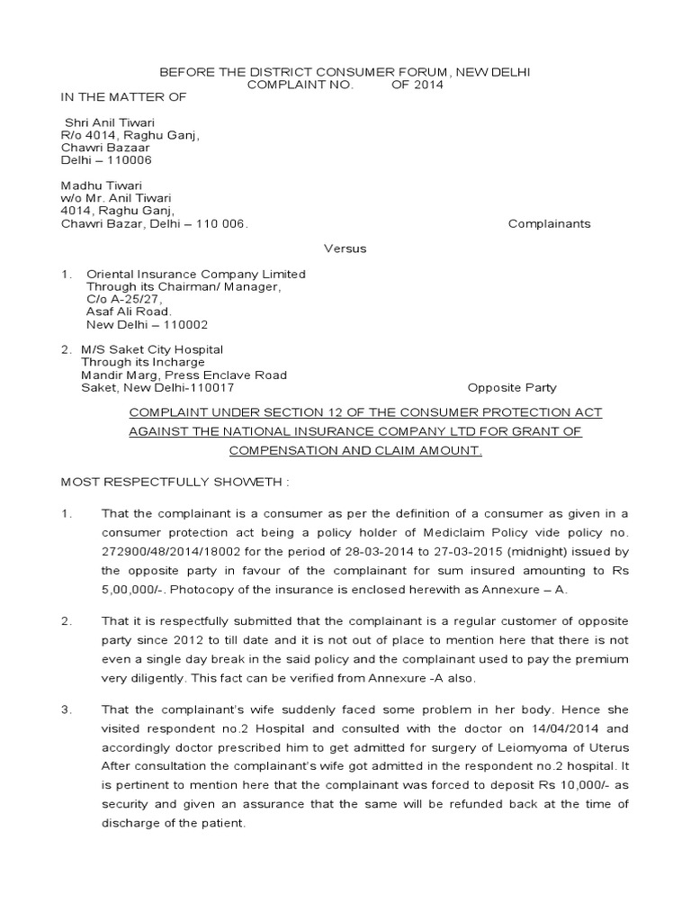 Madhu Tiwari - Consumer Complaint1 | PDF | Affidavit | Complaint