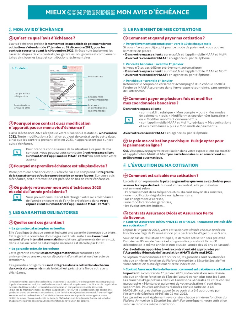 Comprendre Mon Avis Echeance MAAF PRO 2023 | PDF | Assurance | Retraite