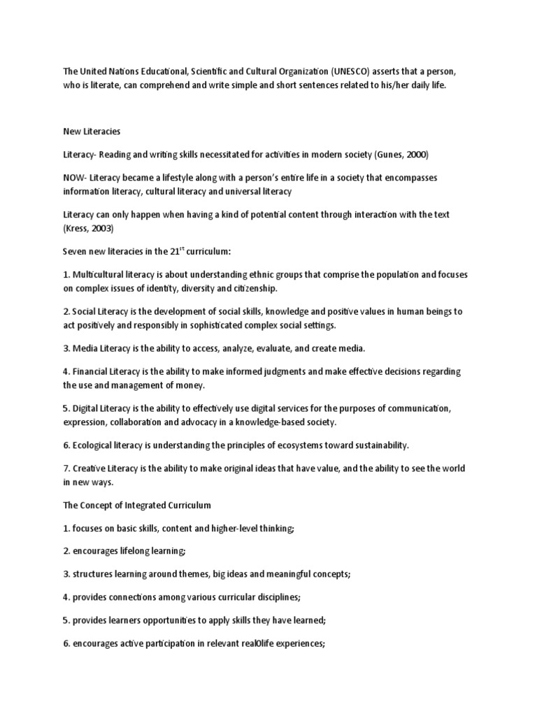 New Literacies | PDF | Literacy | Interdisciplinarity