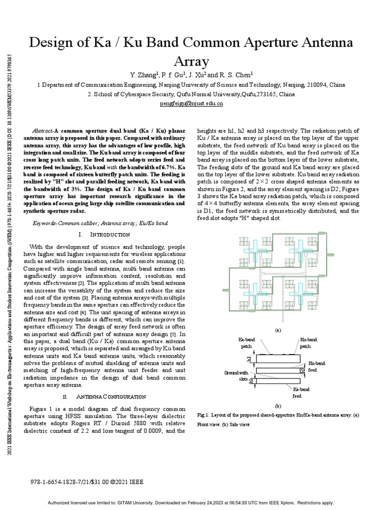 Design of Ka Ku Band Common Aperture Antenna Array | PDF | Antenna (Radio) | Radar