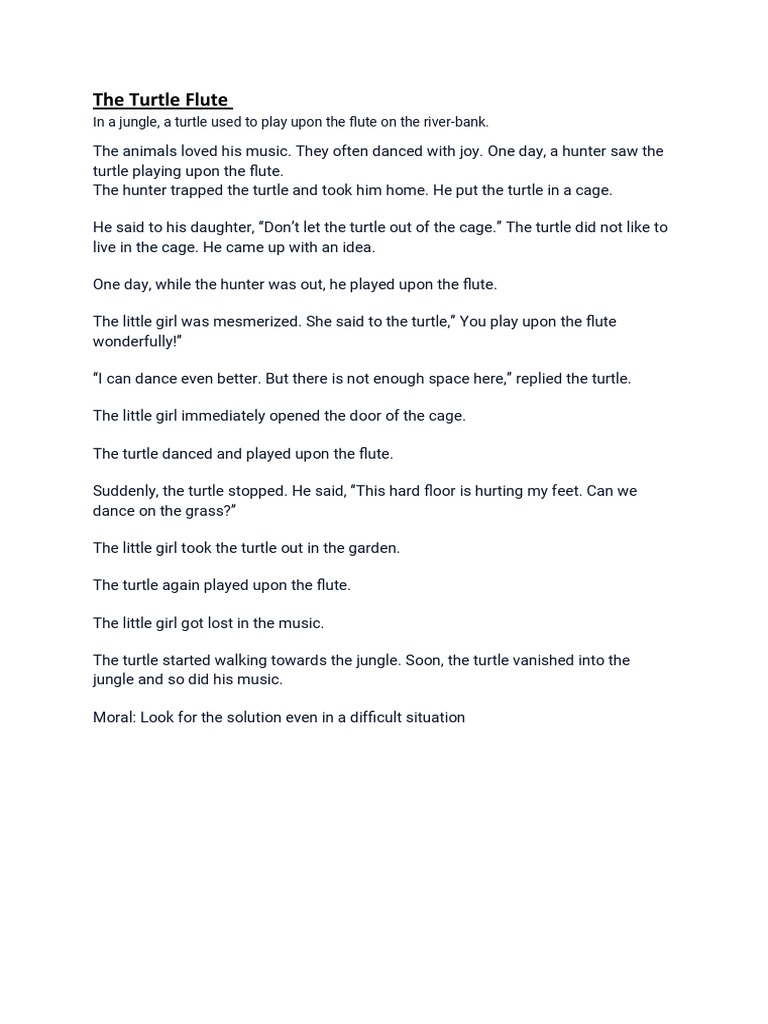 The Turtle Flute - Story | PDF