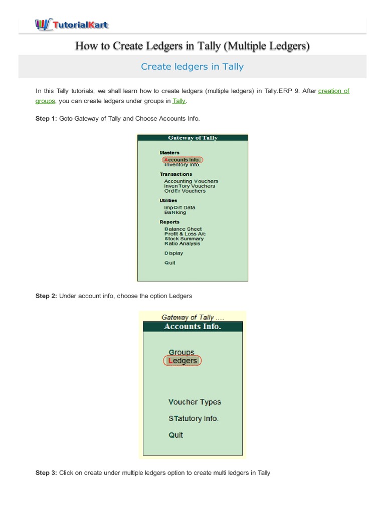 How To Create Ledgers in Tally (Multiple Ledgers) | PDF | Payroll | System Software