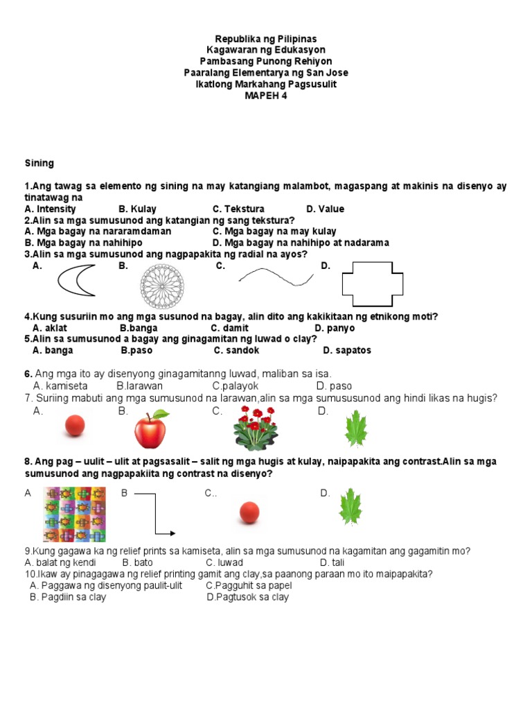 Mapeh Arts 3RD Quarter Exam | PDF