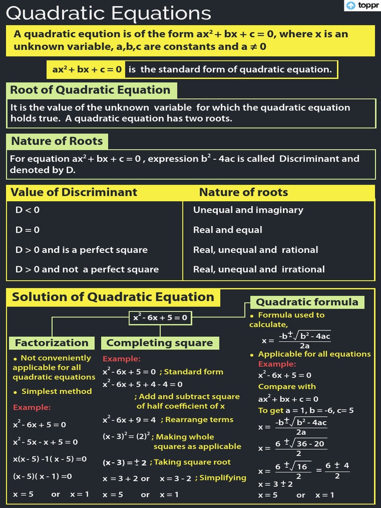 Quadratic Equations | PDF | Quadratic Equation | Equations