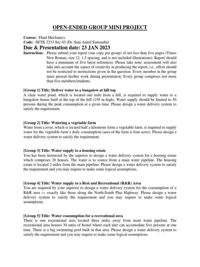 Setk 2233-03 Open-Ended Group Assignment (2022) | PDF | Water | Environmental Technology