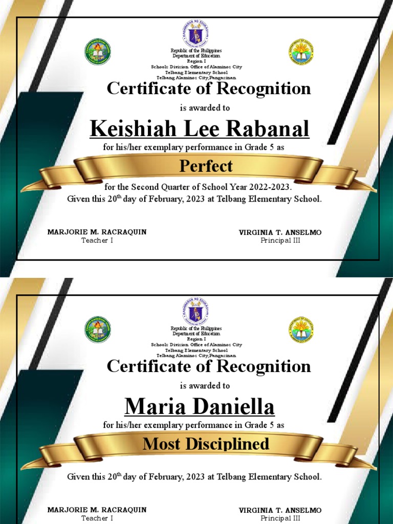 Certificate of Recognition Template | PDF | Government Related ...